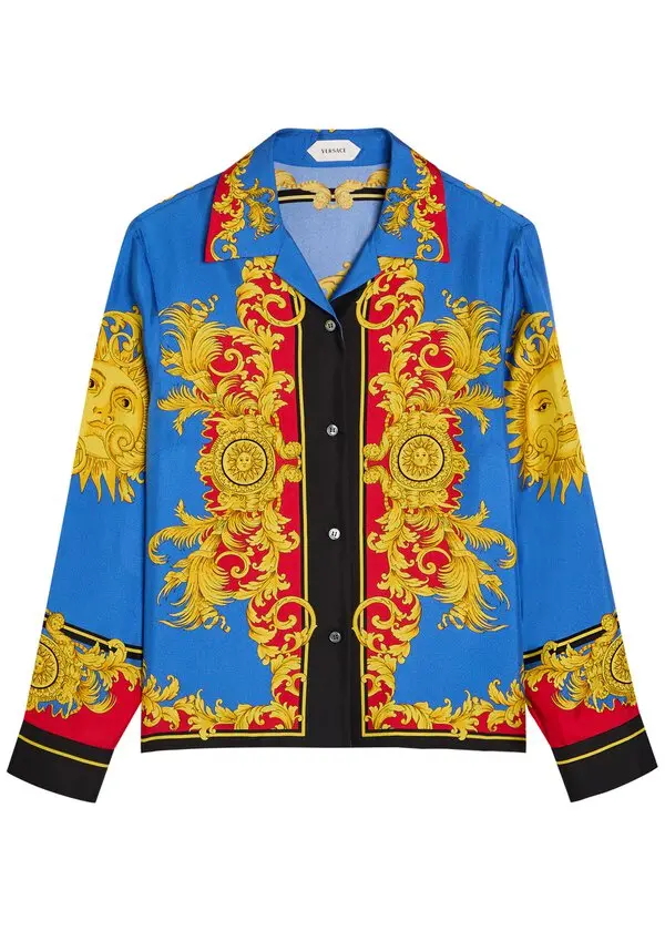 Versace Printed Silk-twill Shirt