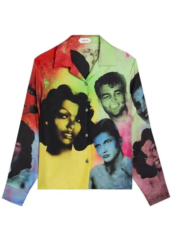 Versace Printed Silk-twill Shirt