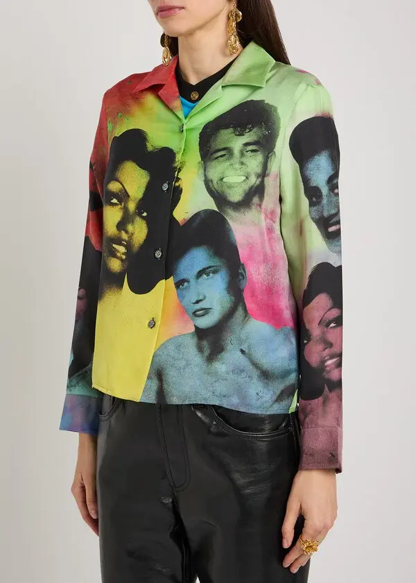 Versace Printed Silk-twill Shirt