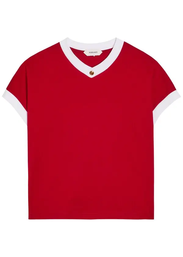 Versace Cropped Stretch-cotton T-shirt