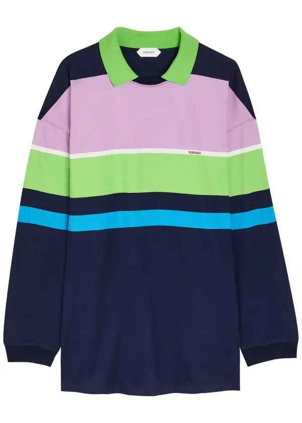 Versace Striped Cotton Mini Sweatshirt Dress - Multicoloured