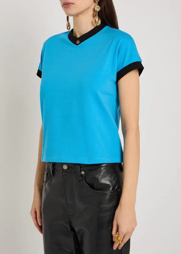 Versace Vintage Cropped Stretch-cotton T-shirt