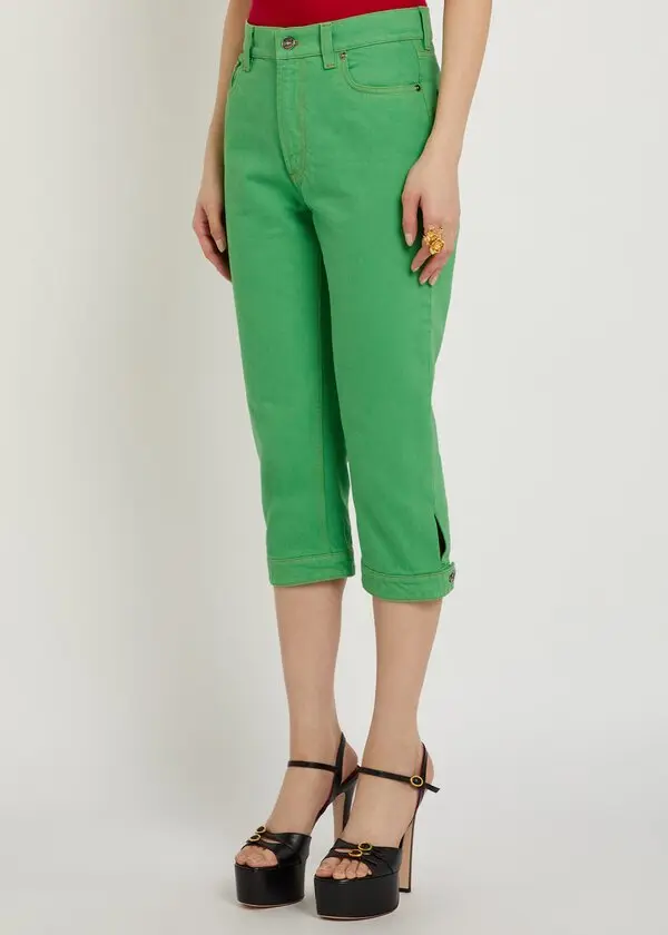 Versace Slim-leg Capri Jeans - Green