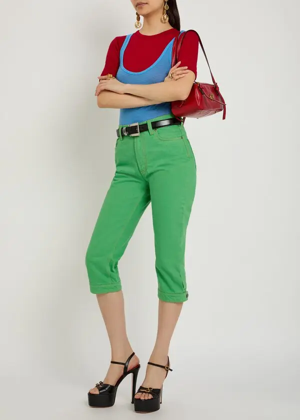 Versace Slim-leg Capri Jeans - Green