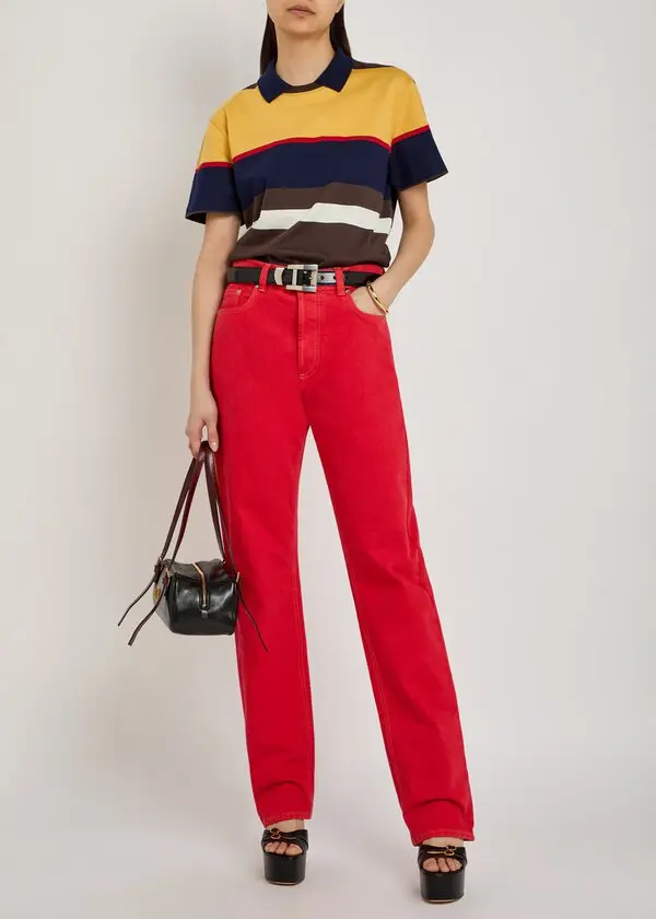 Versace Logo-embroidered Striped Cotton Polo T-shirt