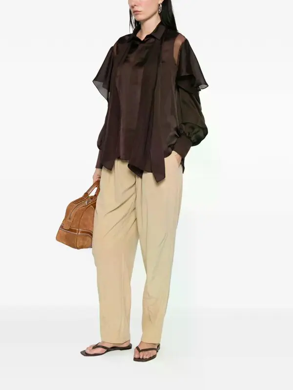 Sacai Ruffled Panelled Shirt - Brown