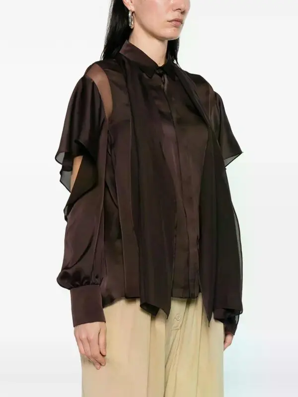 Sacai Ruffled Panelled Shirt - Brown