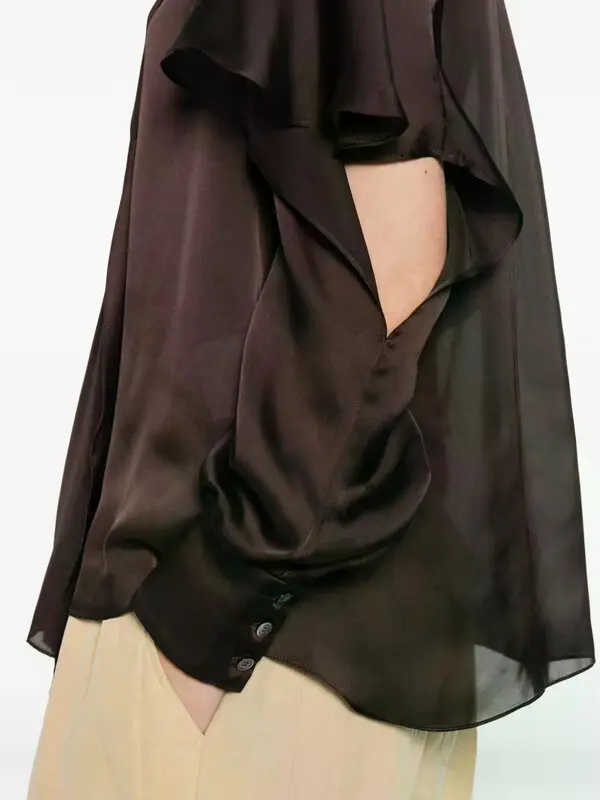 Sacai Ruffled Panelled Shirt - Brown