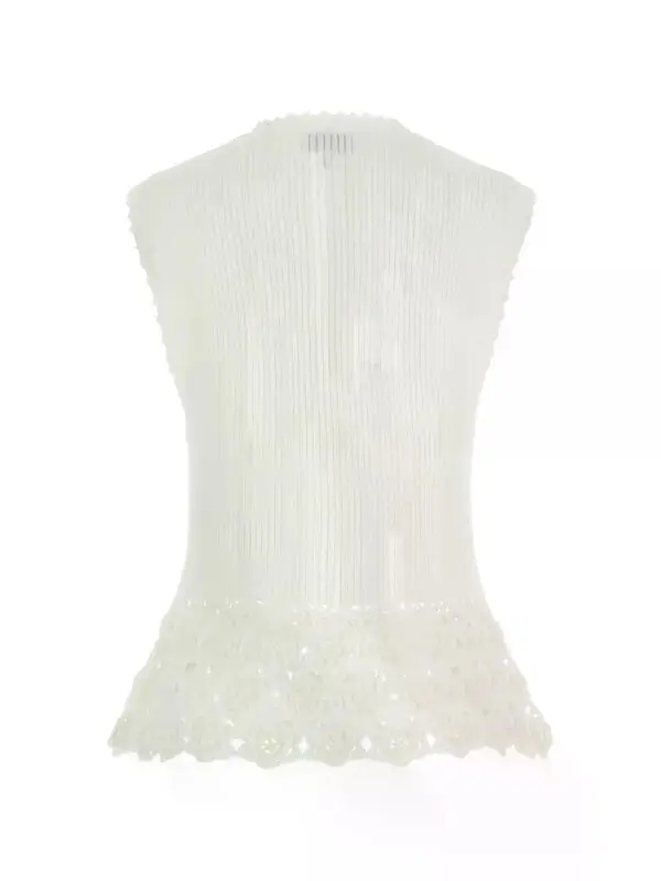 GANNI Crochet Ribbed V-neck Tank Top - Neutrals
