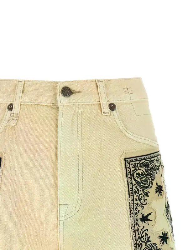 R13 Bandana-appliqué Frayed Shorts