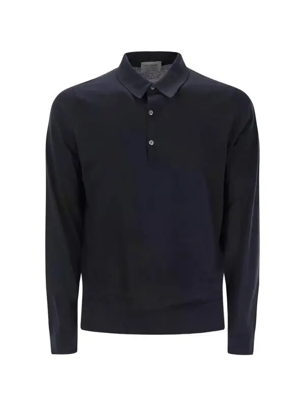 John Smedley Bradwell Long-sleeved Polo Shirt - Blue