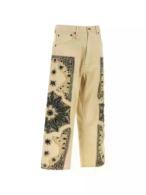R13 X-bf Bandana-appliqué Jeans - Neutrals