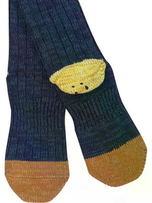 Kapital Ribbed Graphic Socks - Blue