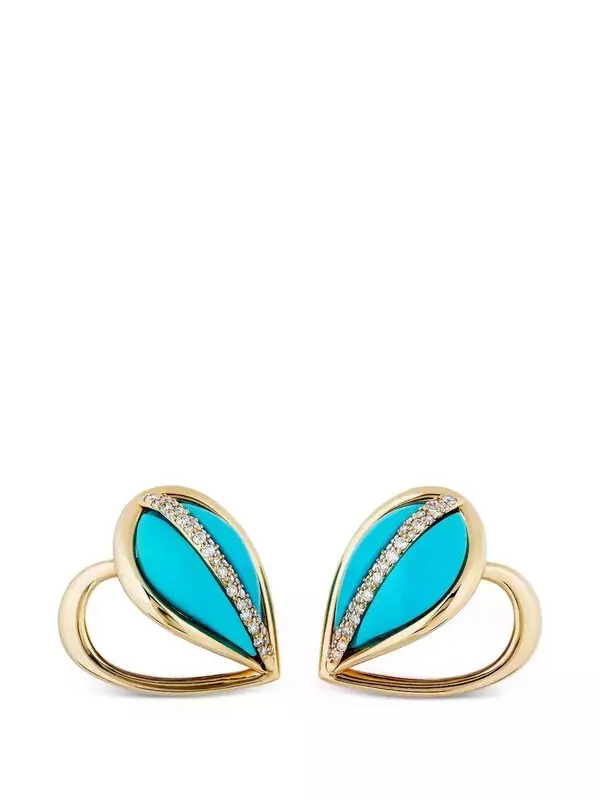 MASON AND BOOKS Mother's Love Diamond And Turquoise Earrings - Gold