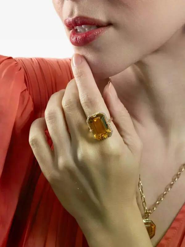 Goshwara Gossip Citrine And Diamond Ring - Gold