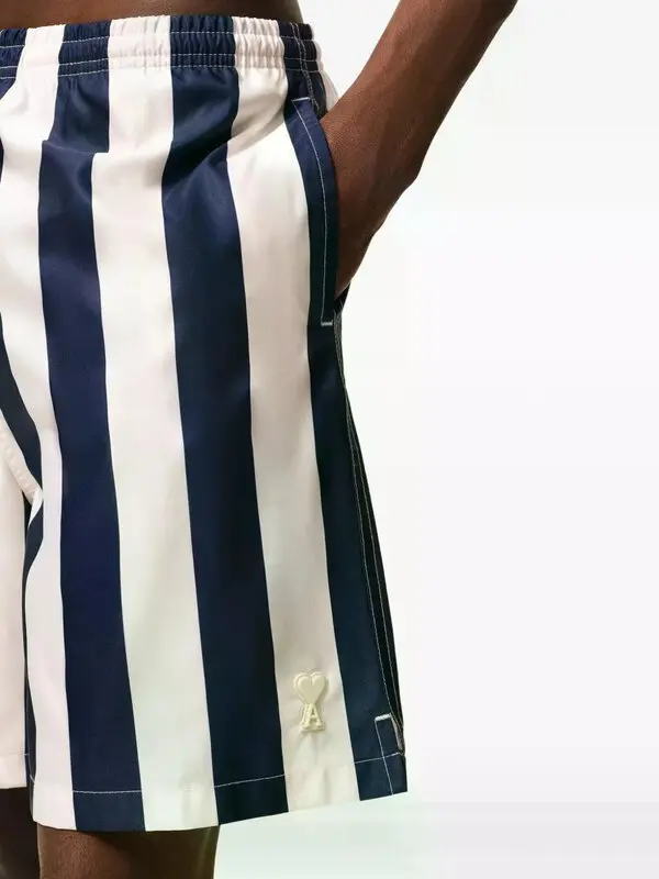 AMI Paris Striped Swim Shorts - Blue