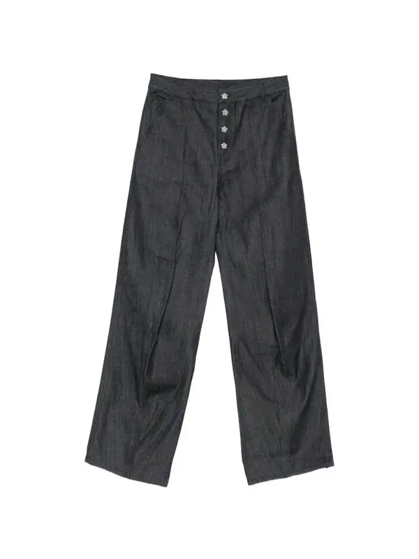Cecilie Bahnsen Wide-leg Jeans With Flower Buttons - Blue