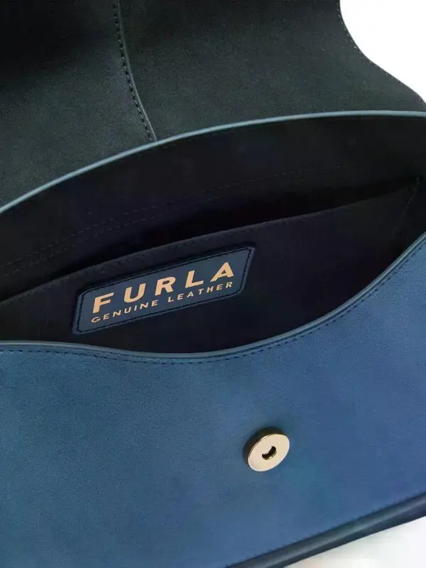 Furla Leather Tote Bag With Logo Buckle Detail - Blue