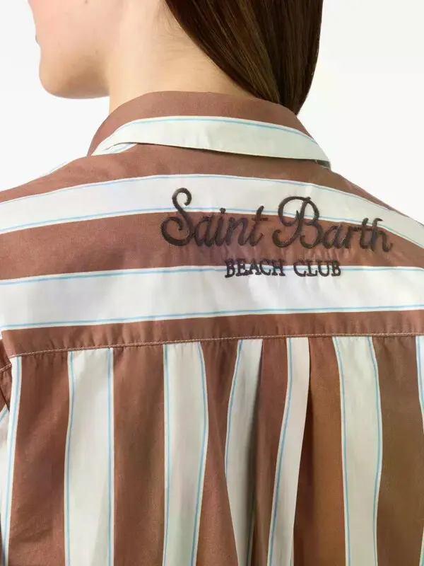 MC2 SAINT BARTH Brigitte Striped Shirt - Brown