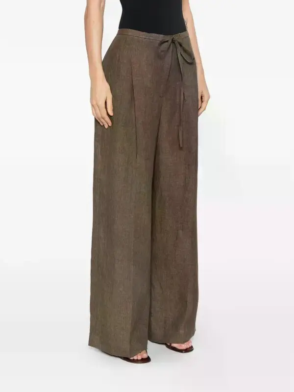 RÓHE Drawstring Pleat Trousers - Brown