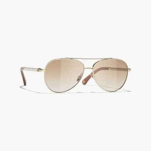 Chanel Pilot Sunglasses - Light Gold