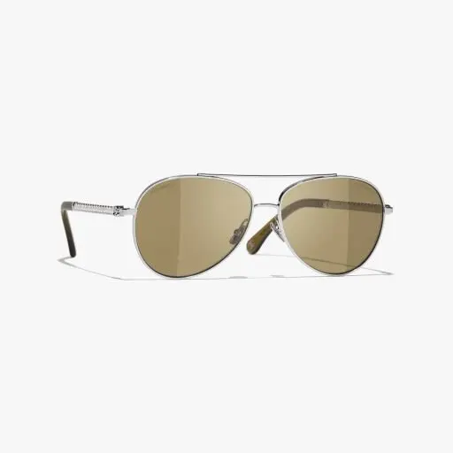 Chanel Pilot Sunglasses - Silver
