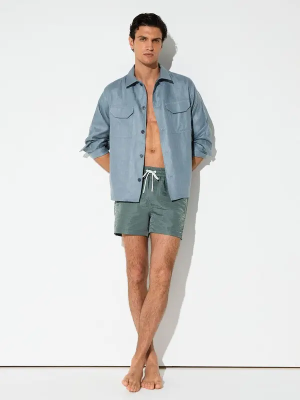 REISS Piped Drawstring Swim Shorts - Sage Green
