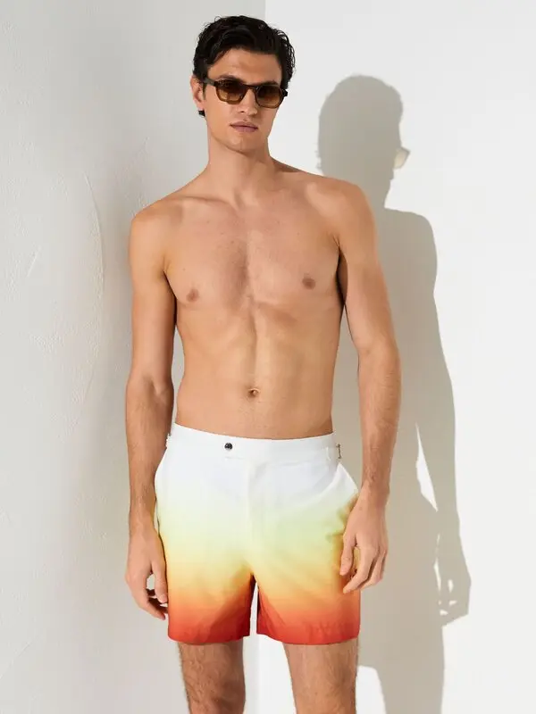REISS Ombré-print Side-adjuster Swim Shorts - Orange