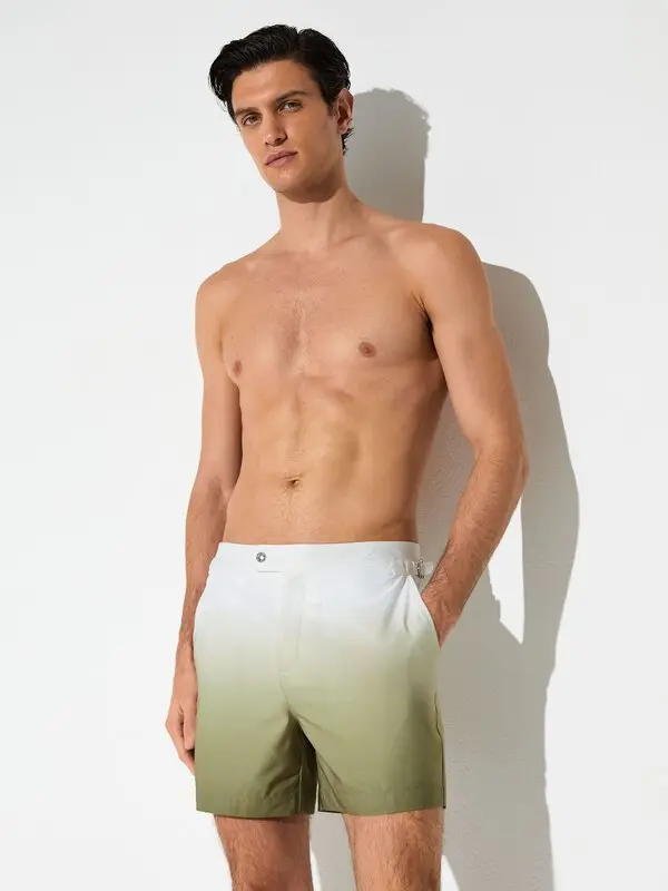 REISS Ombré-print Side-adjuster Swim Shorts - Soft Sage Green