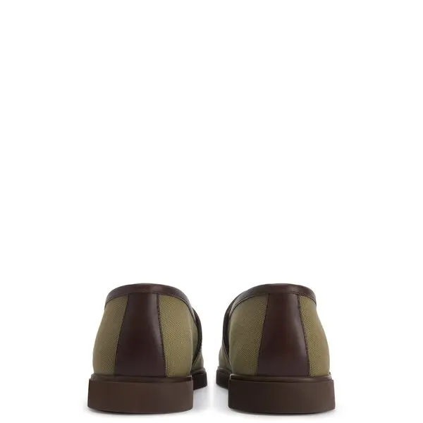 GIUSEPPE ZANOTTI Fabric Slip-ons With Leather Trim - Green