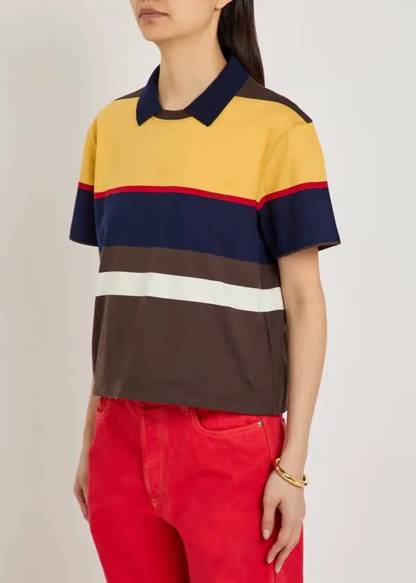 Versace Logo-embroidered Striped Polo T-shirt