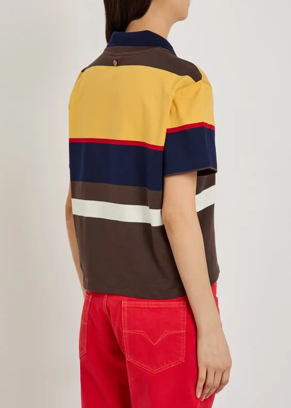 Versace Logo-embroidered Striped Polo T-shirt