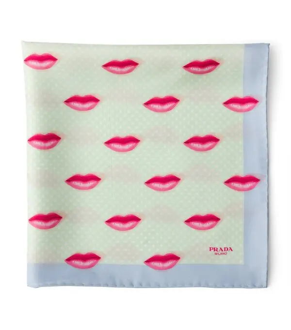 Prada Silk Twill Printed Scarf - Green