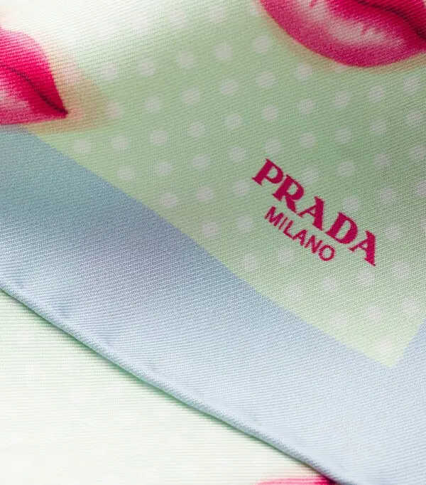 Prada Silk Twill Printed Scarf - Green