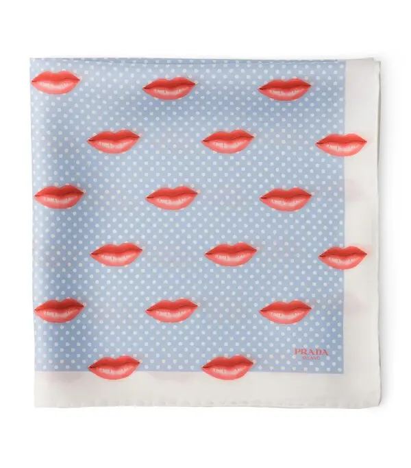 Prada Silk Twill Printed Scarf - Turquoise