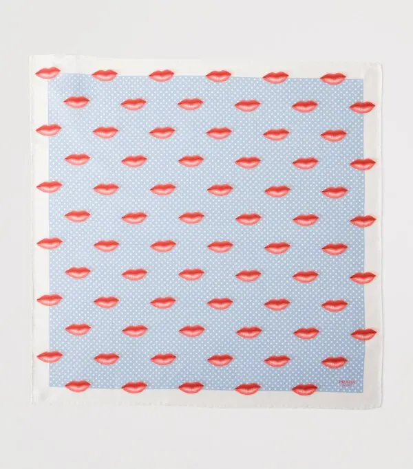Prada Silk Twill Printed Scarf - Turquoise