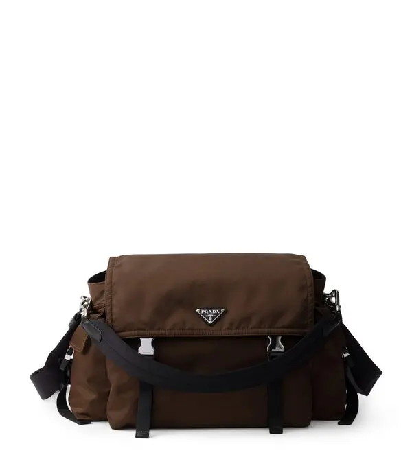 Prada Re-nylon And Leather Messenger Bag - Brown