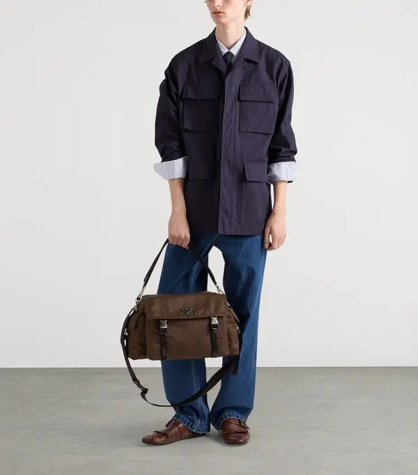 Prada Re-nylon And Leather Messenger Bag - Brown