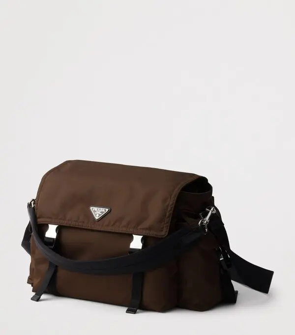 Prada Re-nylon And Leather Messenger Bag - Brown