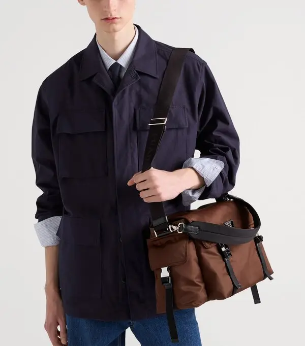 Prada Re-nylon And Leather Messenger Bag - Brown