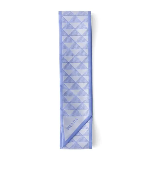 Prada Silk Triangle Skinny Scarf - Turquoise