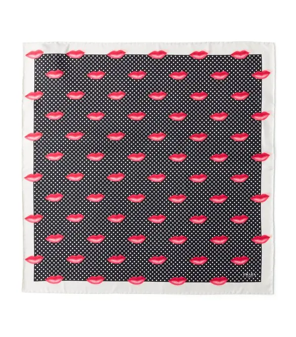 Prada Silk Twill Printed Lips Scarf - Black