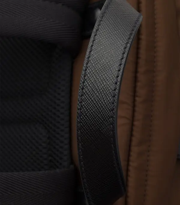 Prada Re-nylon And Saffiano Leather Backpack - Brown