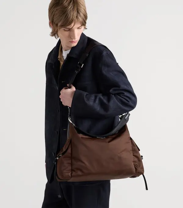 Prada Re-nylon And Leather Explore Shoulder Bag - Brown