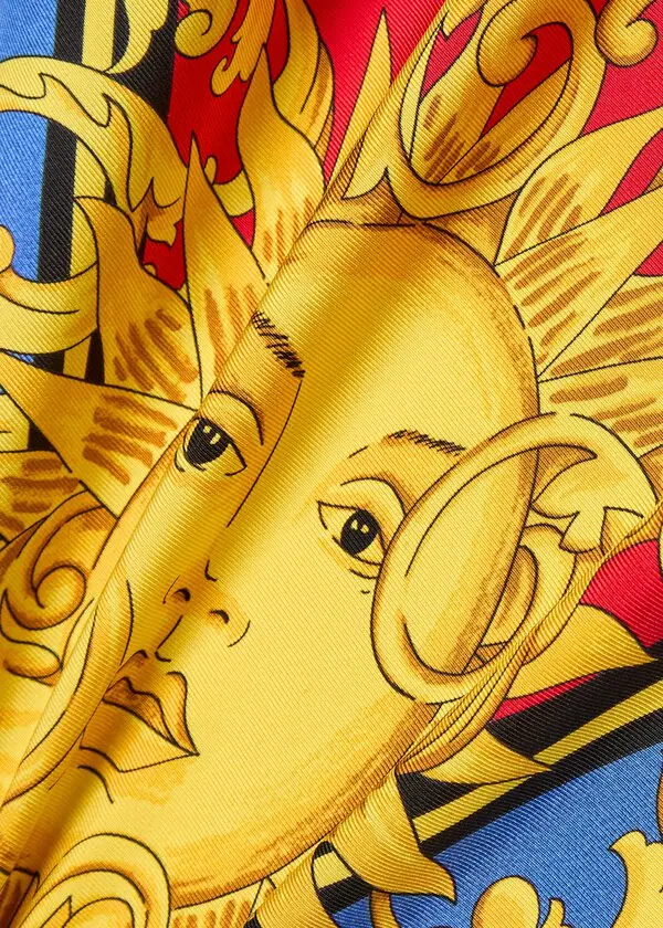 Versace Foulard Printed Silk Twill Scarf - Blue