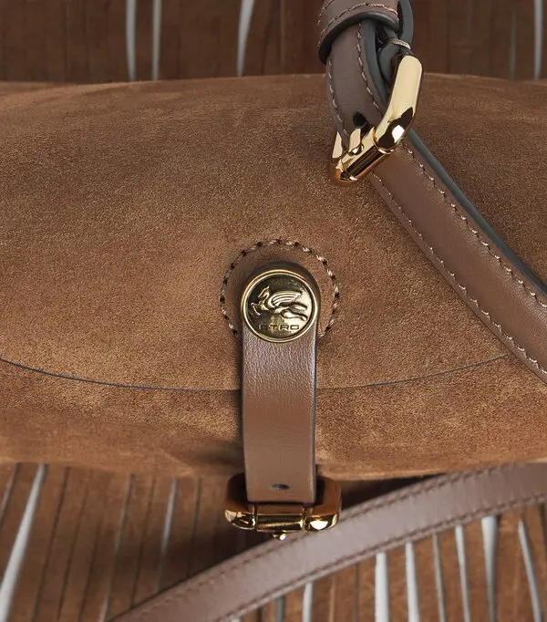 Etro Suede Fringe Pony Shoulder Bag - Brown
