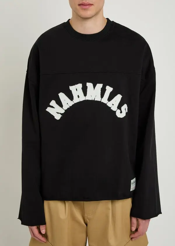 NAHMIAS Varsity Logo-appliquéd Cotton T-shirt - Black
