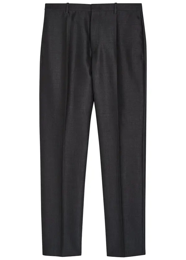 JIL SANDER Tapered-leg Wool-blend Trousers - Dark Grey