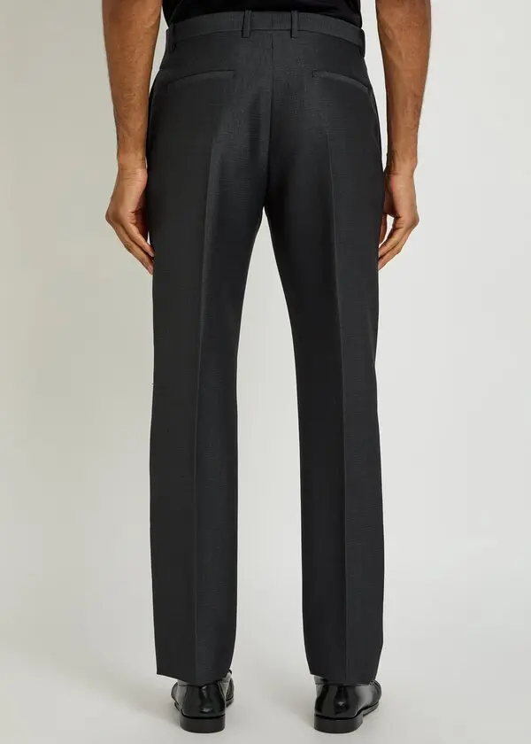 JIL SANDER Tapered-leg Wool-blend Trousers - Dark Grey