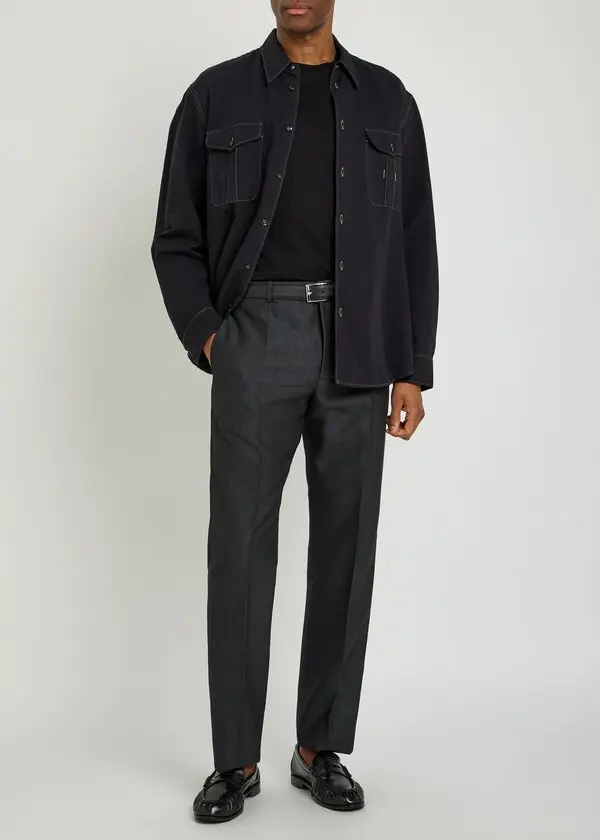 JIL SANDER Tapered-leg Wool-blend Trousers - Dark Grey
